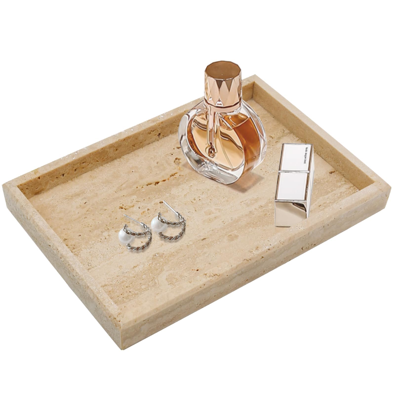 Amazon.com: Zilukar Real Natural Travertine Tray for Bathroom, Vanity, Kitchen and Desktop ...