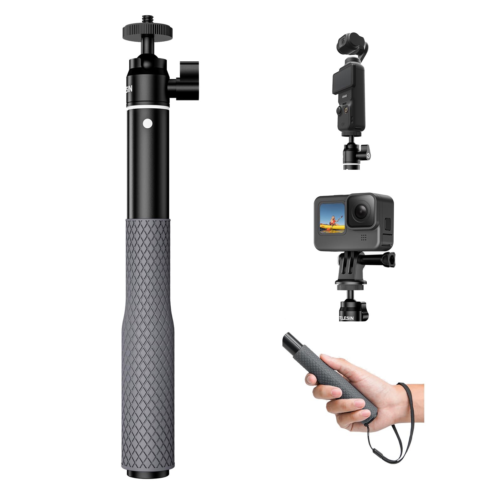 Amazon.com : TELESIN Waterproof 360 Selfie Stick for GoPro, 25.75 ...