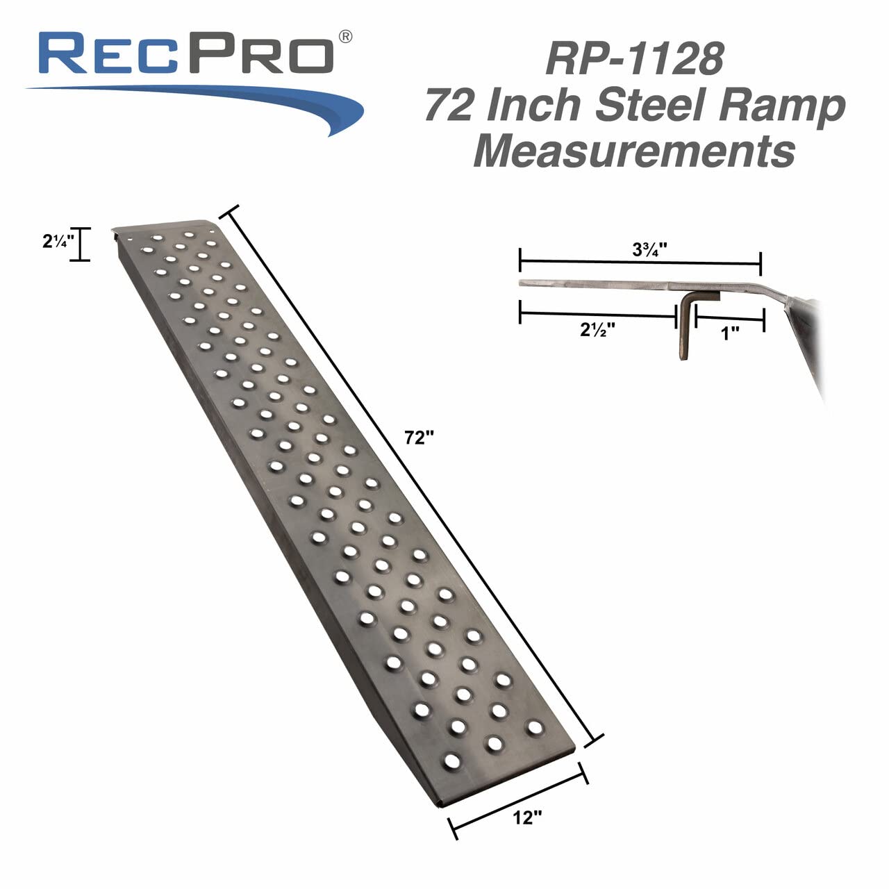 72" x 12" 10ga Steel Heavy Duty Trailer Loading Ramps with Mounting ...