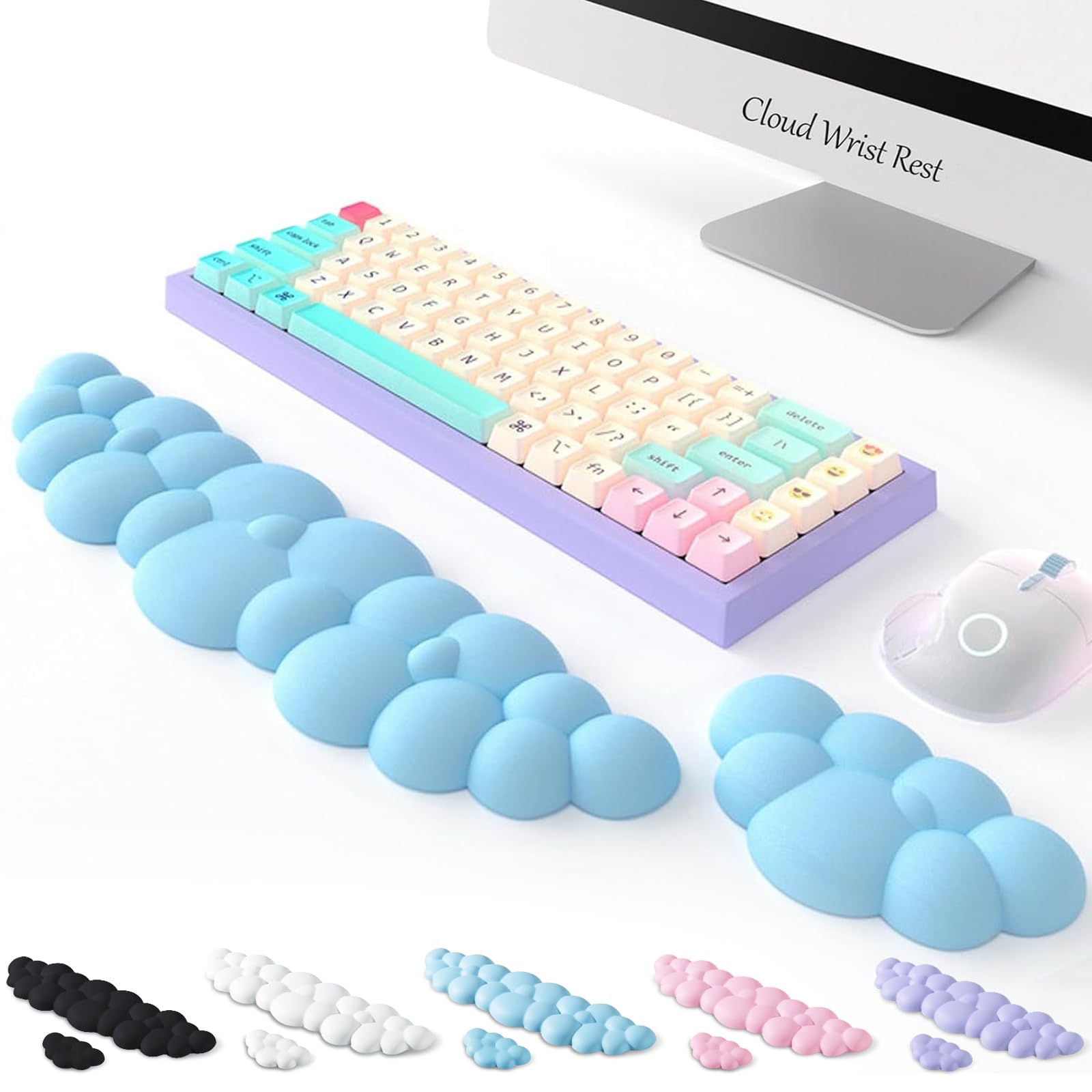 Keyboard Cloud Wrist Rest 2PCS, High Density Memory Foam Keyboard Palm ...