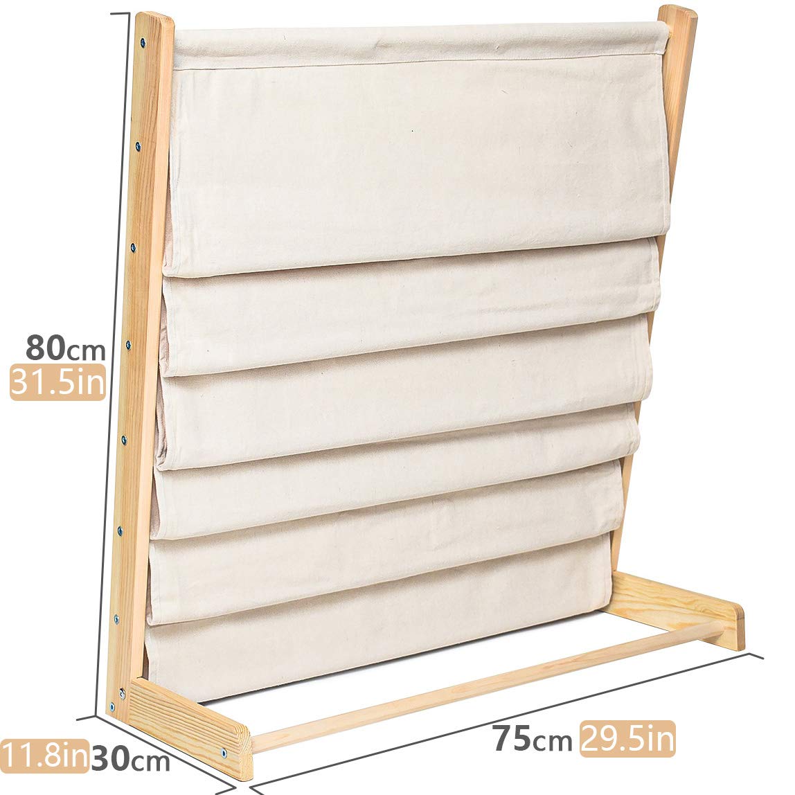 Morimoe Sling Bookshelf Kids Book Rack Storage, Natural Beige (Beige, W ...