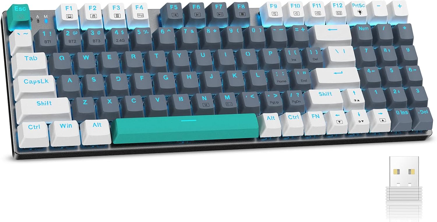 Amazon.com: Wireless Mechanical Keyboard,Triple-Mode 2.4G/USB-C ...