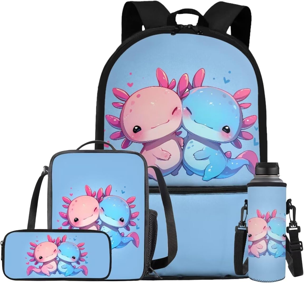 Amazon.com: ELEDIZI Axolotl Backpack for Girls Kids Backpack with Lunch ...