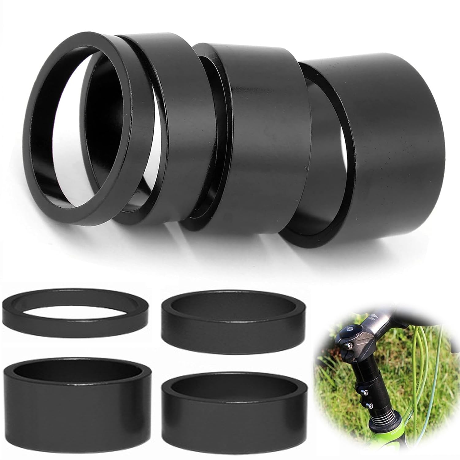 BEANPRECOY 8PCS Bicycle Headset Spacer Bike Front Stem Fork Washer ...