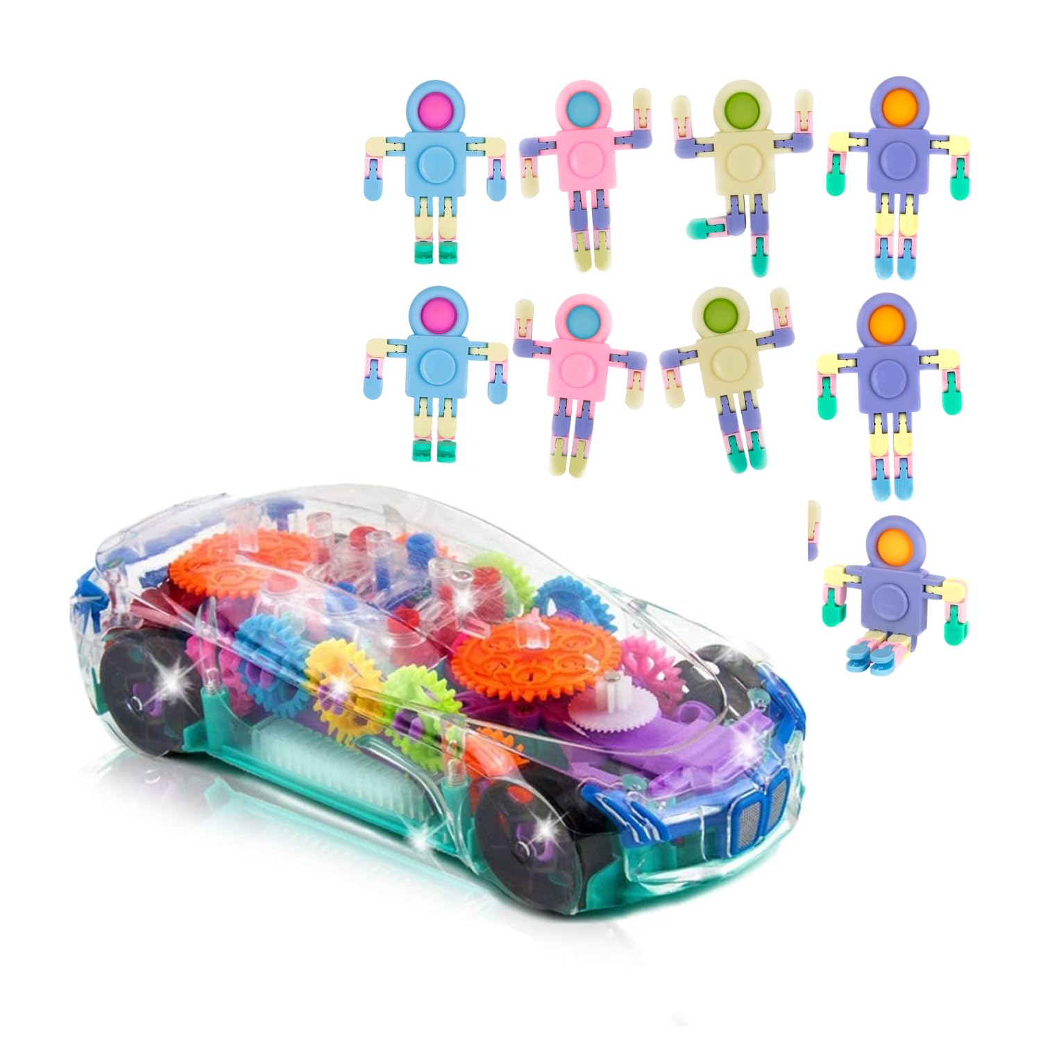 Amazon.com: ArtCreativity Light Up Transparent Sensory Car Toy + 3 in 1 ...