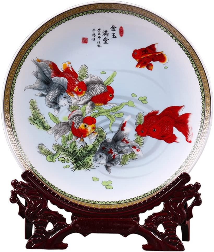 LYSLDH Jingdezhen Ceramic Goldfish Hang Dish Plate Porcelain Decorative ...
