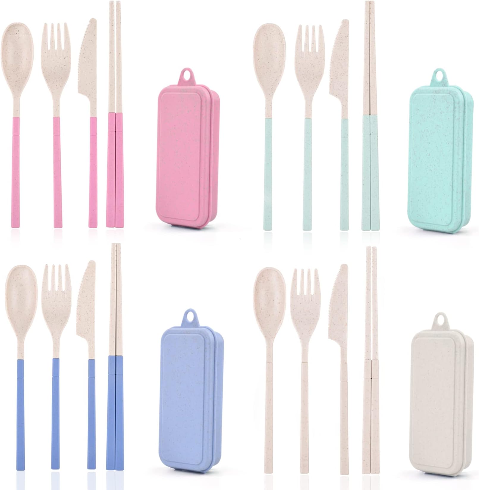 Amazon.com: 4Pack Folding Cutlery Set with Case, Travel Foldable ...