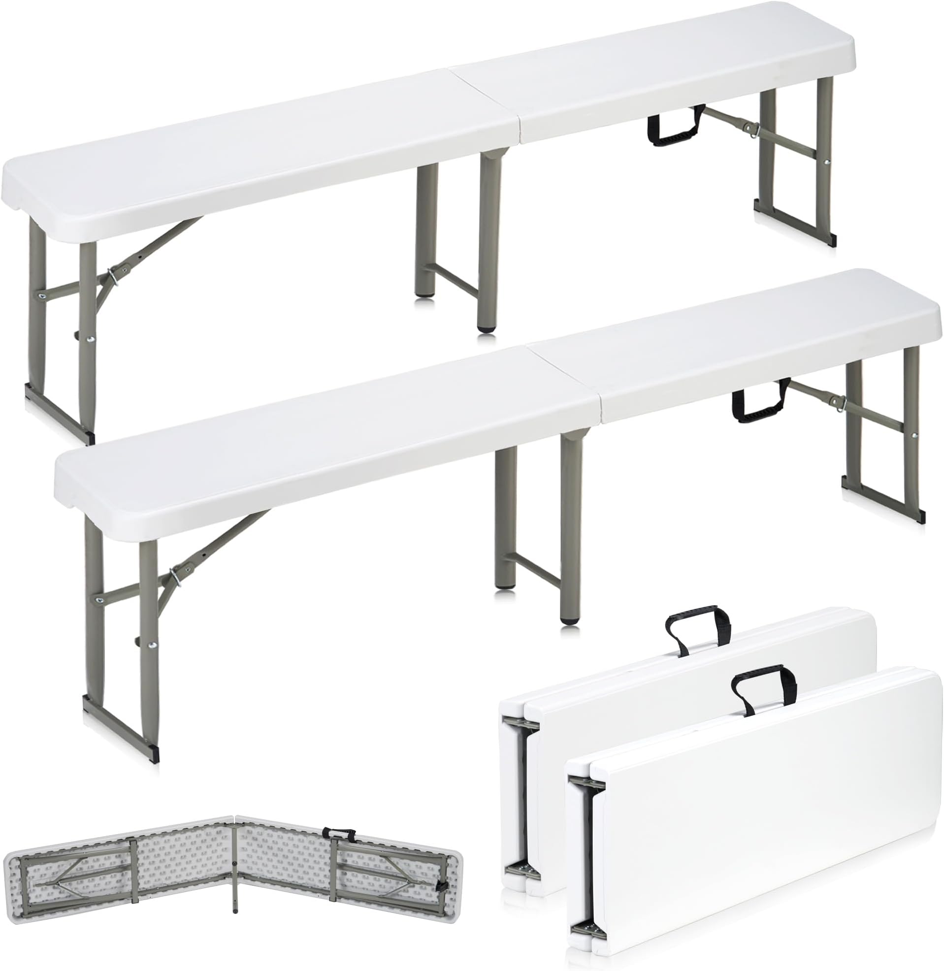 Amazon.com: Plastic Folding Benches 6 Foot 2 Pack, Portable Outdoor ...