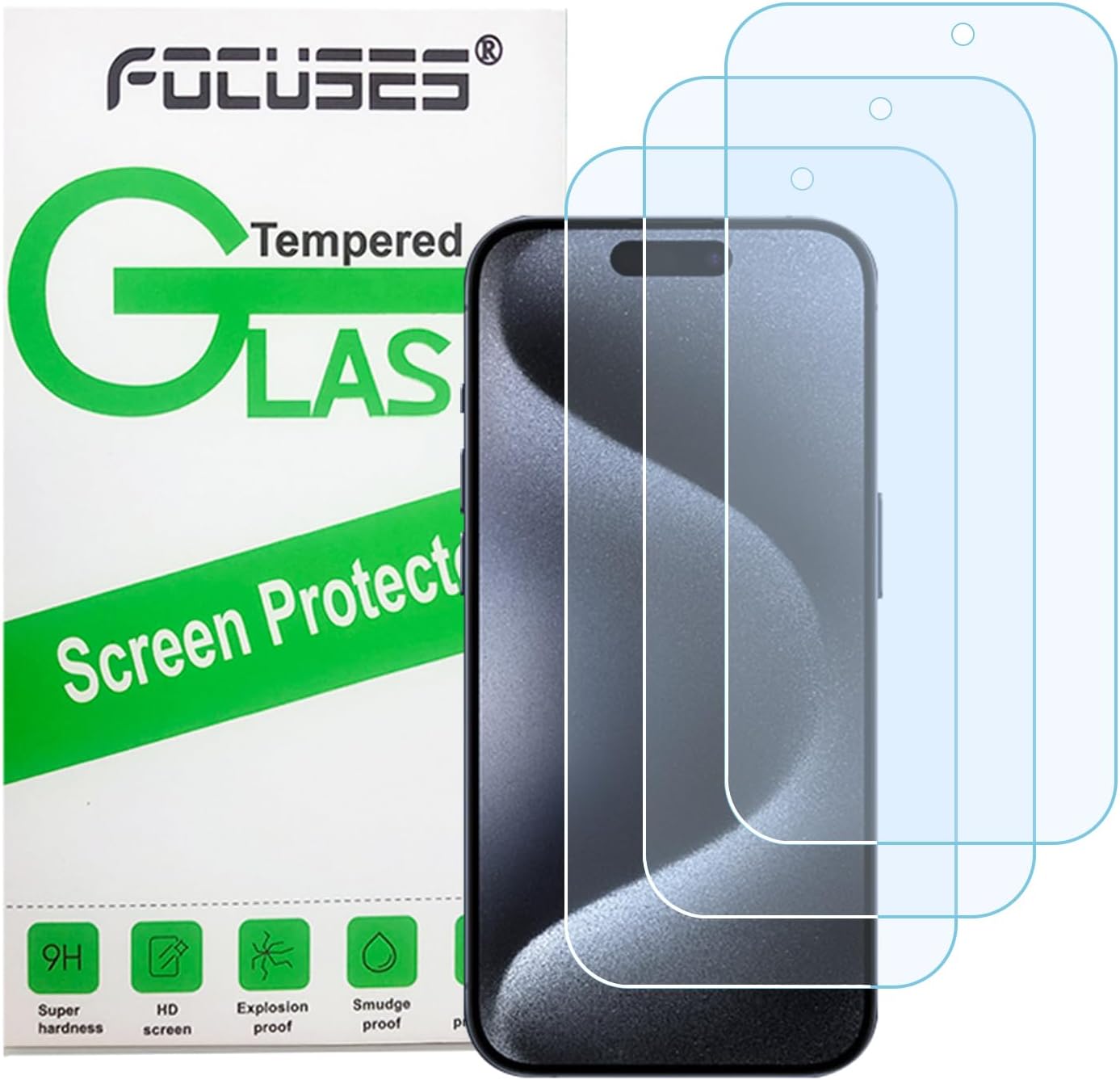 Amazon.com: Focuses Anti Blue Light Screen Protector for iPhone 15pro ...