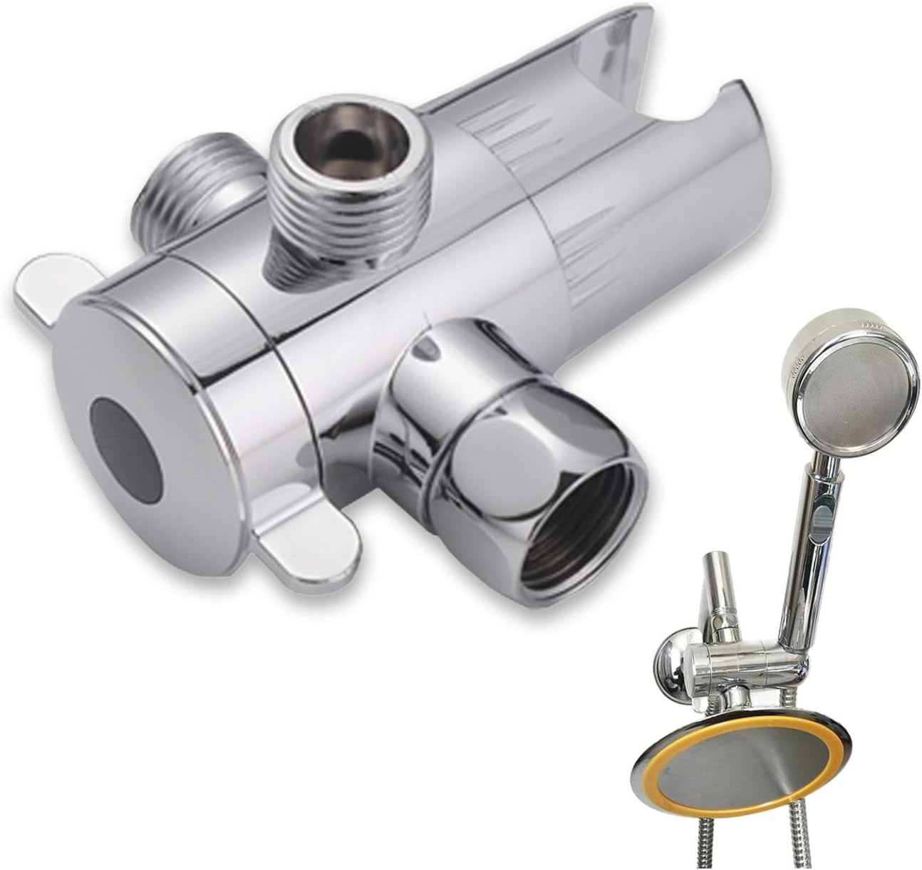 YAFIYGI 3 Way Shower Diverter Valve 1/2” Three Head Splitter Adapter ...