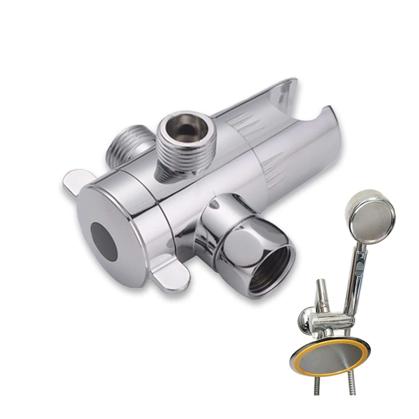 YAFIYGI 3 Way Shower Diverter Valve 1/2” Three Head Splitter Adapter ...