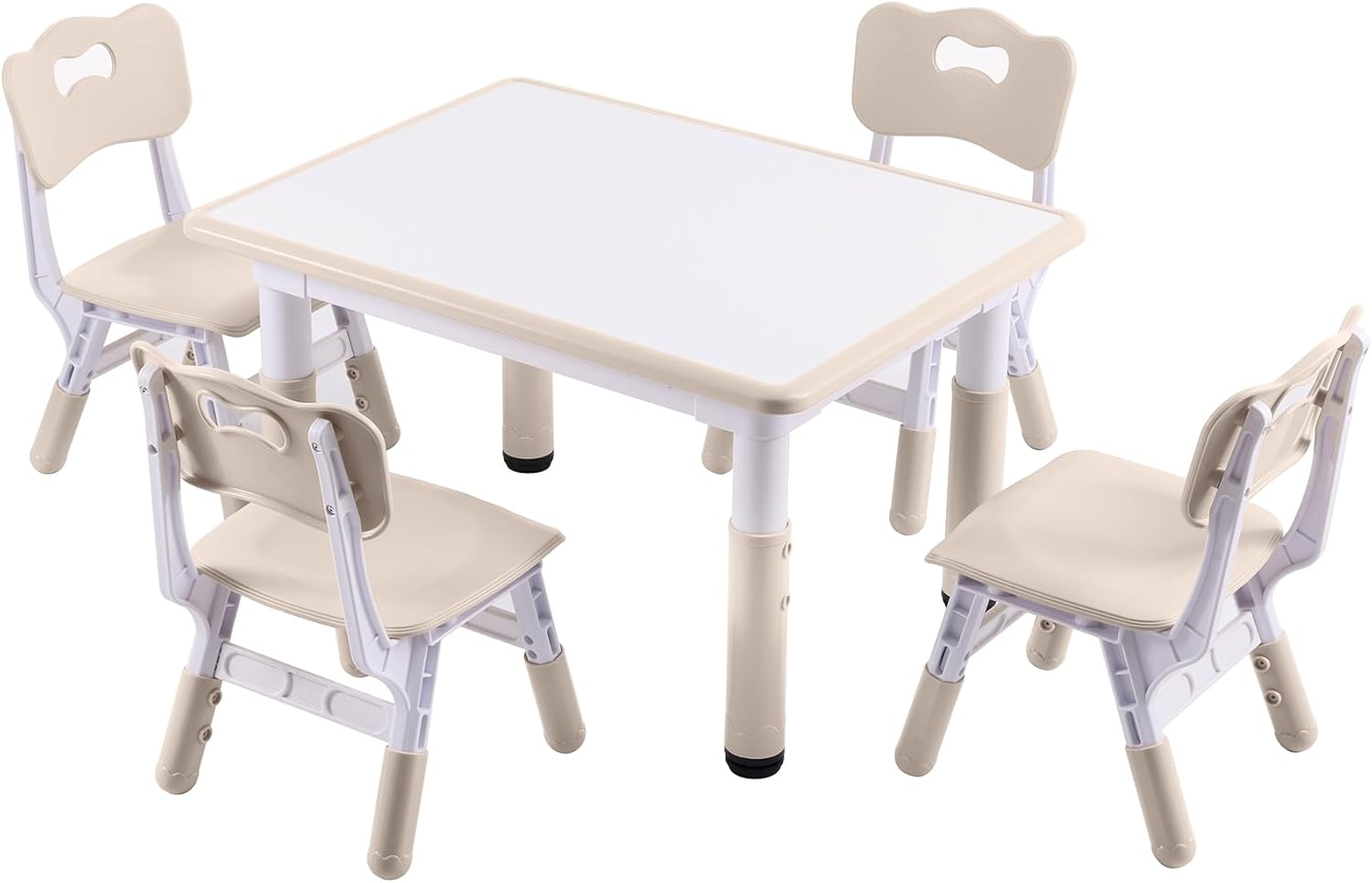 Amazon.com: DOREROOM Height-Adjustable Kids Table and 4 Chairs Set ...