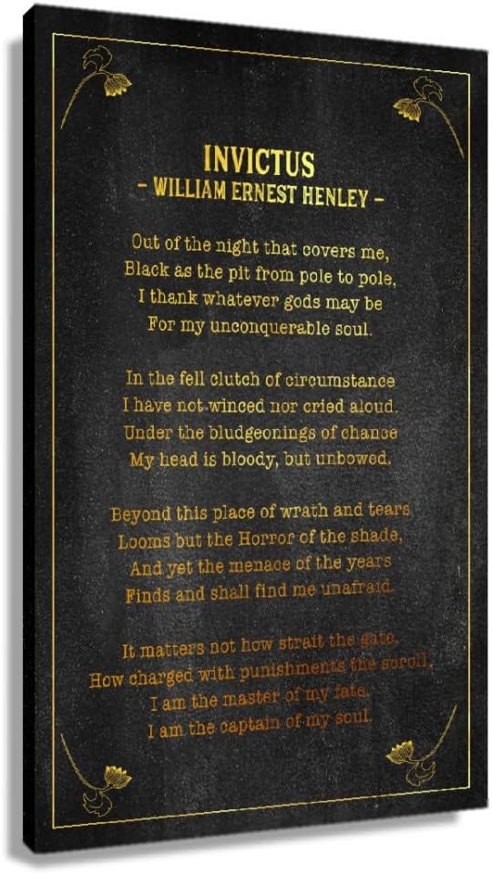 Invictus Poem Poster William Ernest Henley Quote Wall Art Verse Wall ...