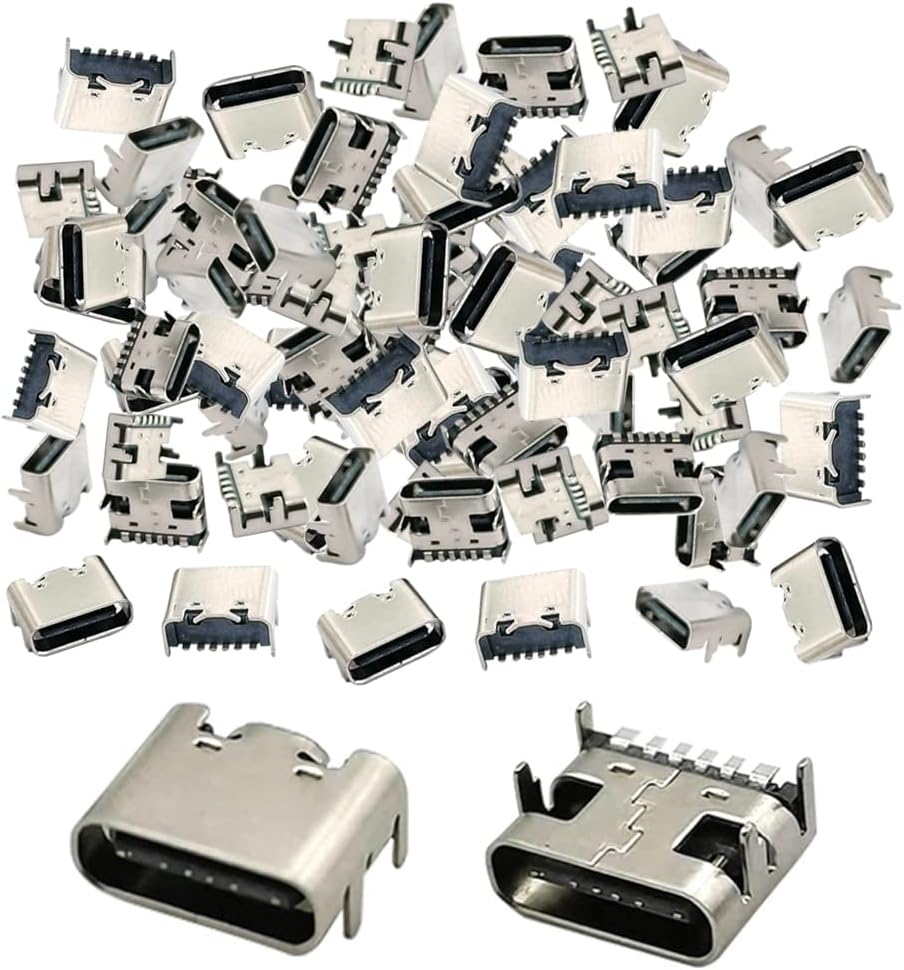Amazon.com: WHPromLang 100 Pcs Micro USB Female Socket Ports, 6 Pin USB ...