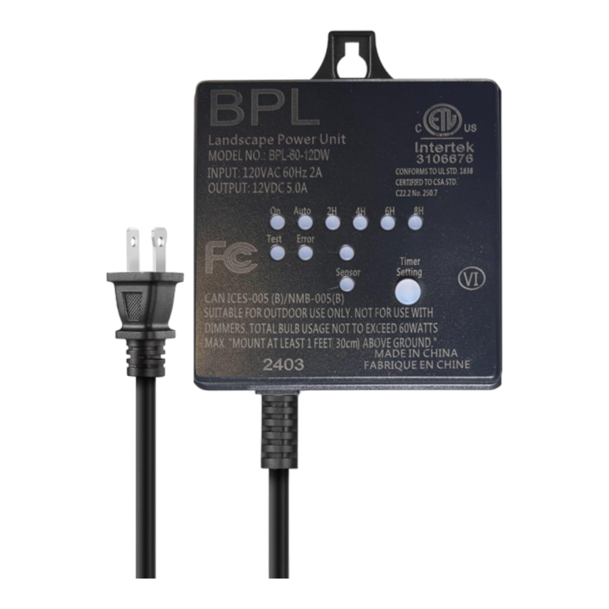 Best Pro Lighting 60W 120V AC to 12V DC Outdoor Low Voltage Transformer ...