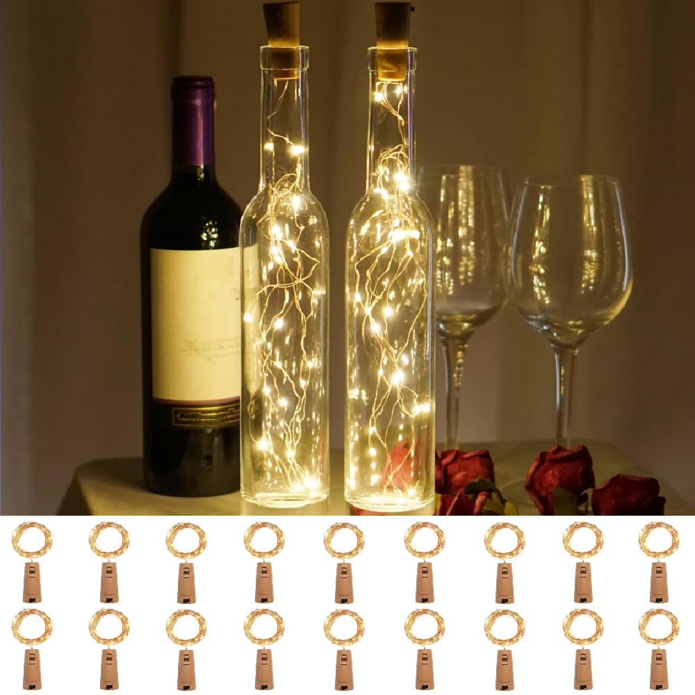 Amazon.com: DOMORA HOME Wine Bottle Lights 18 Pack 20 LEDs Cork Lights ...
