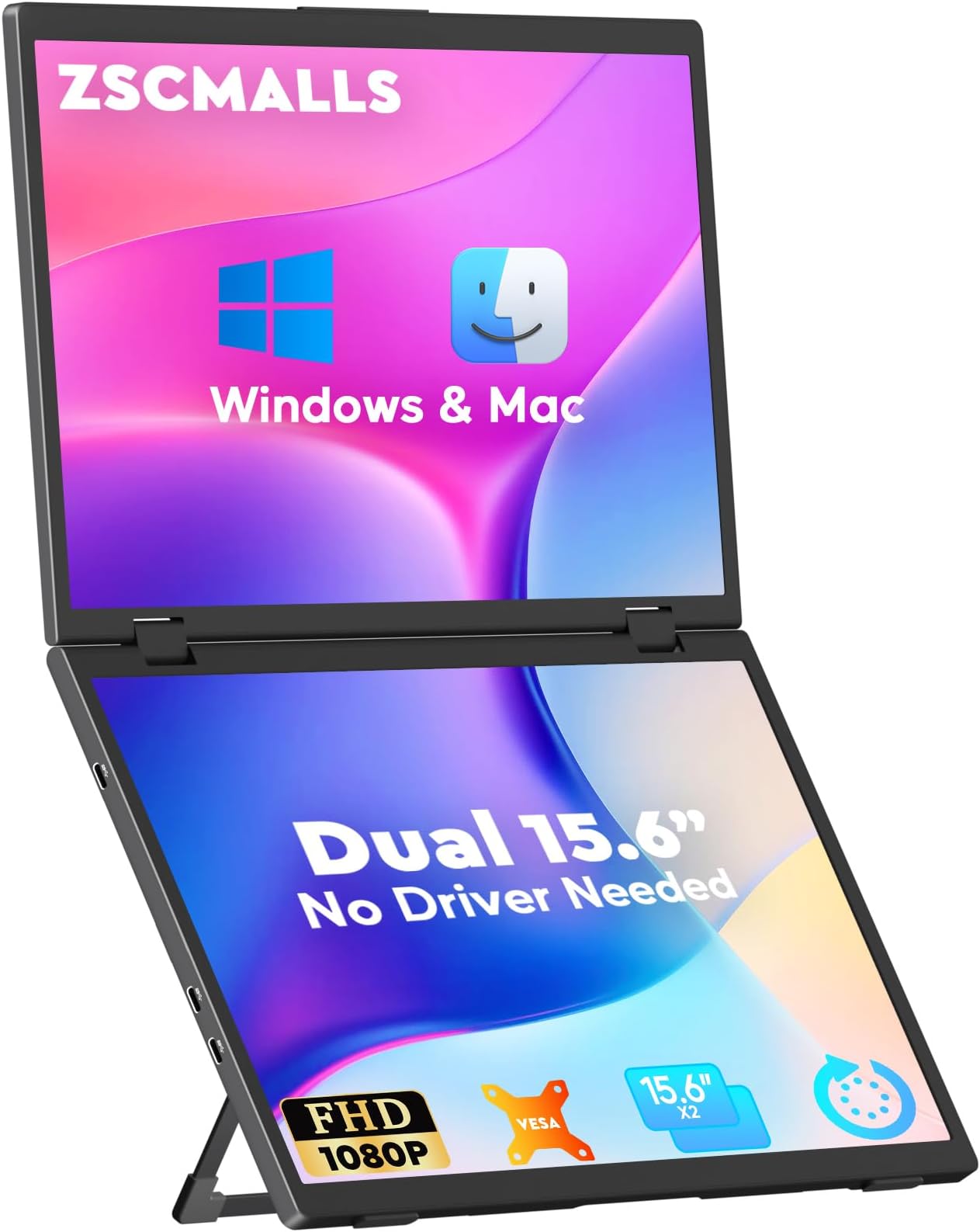 Amazon.com: EHOMEWEI Dual Stacked Monitor 16"*2 Laptop Expansion ...