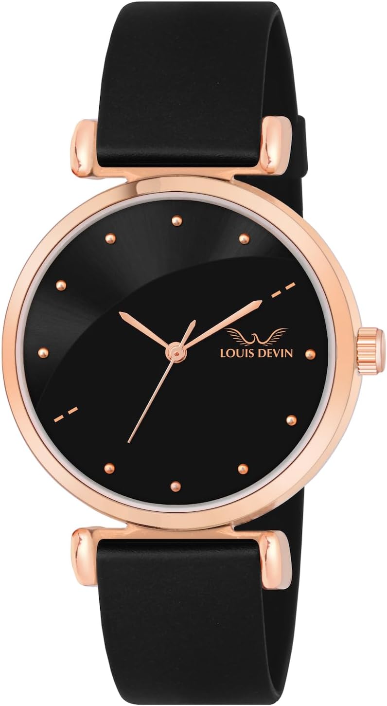 Buy LOUIS DEVIN Black Silicone Strap Analog Wrist Watch for Women ...