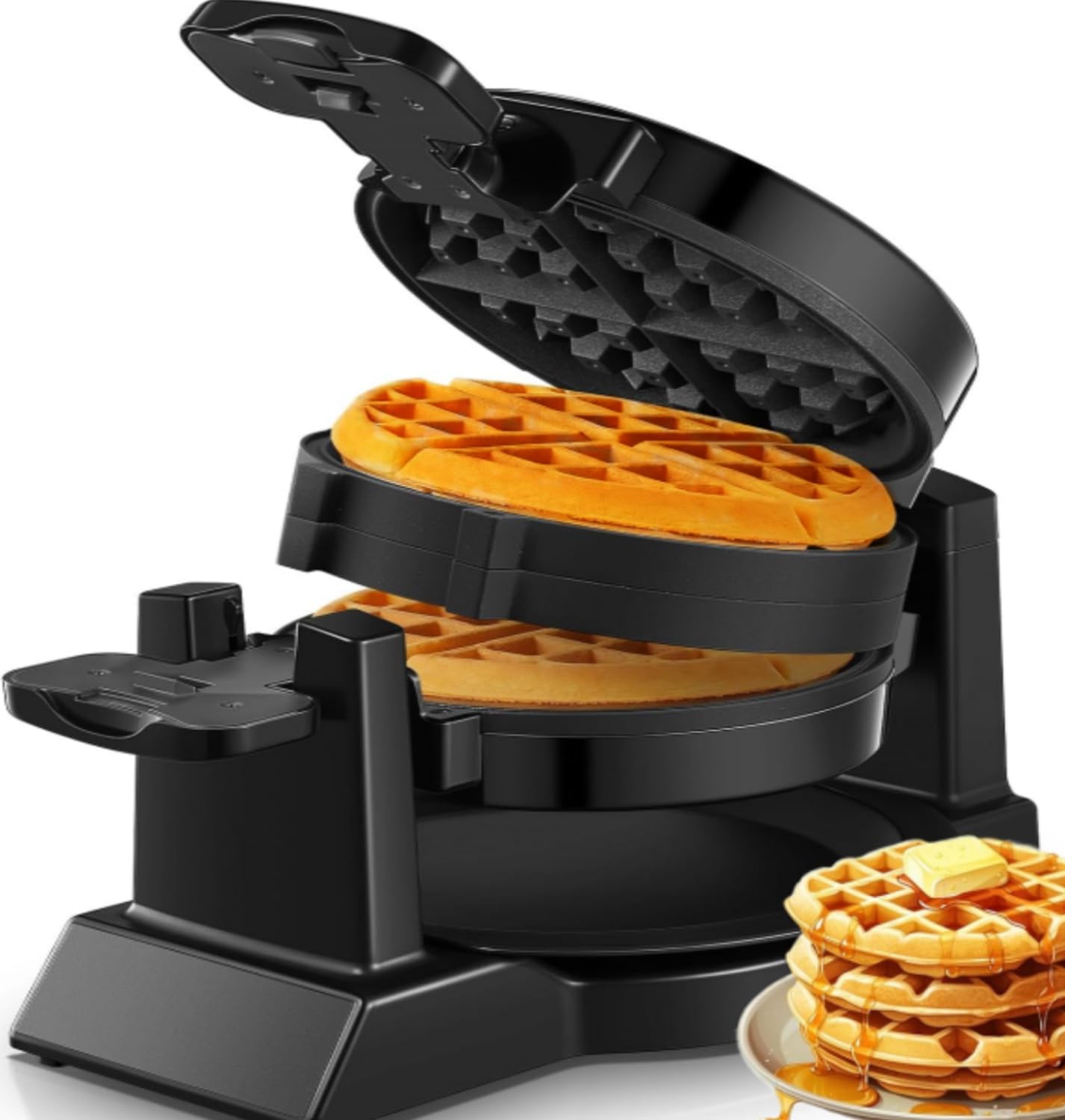 Amazon.com: FOHERE Double Waffle Maker, 1400W Rotating Belgian Waffle ...