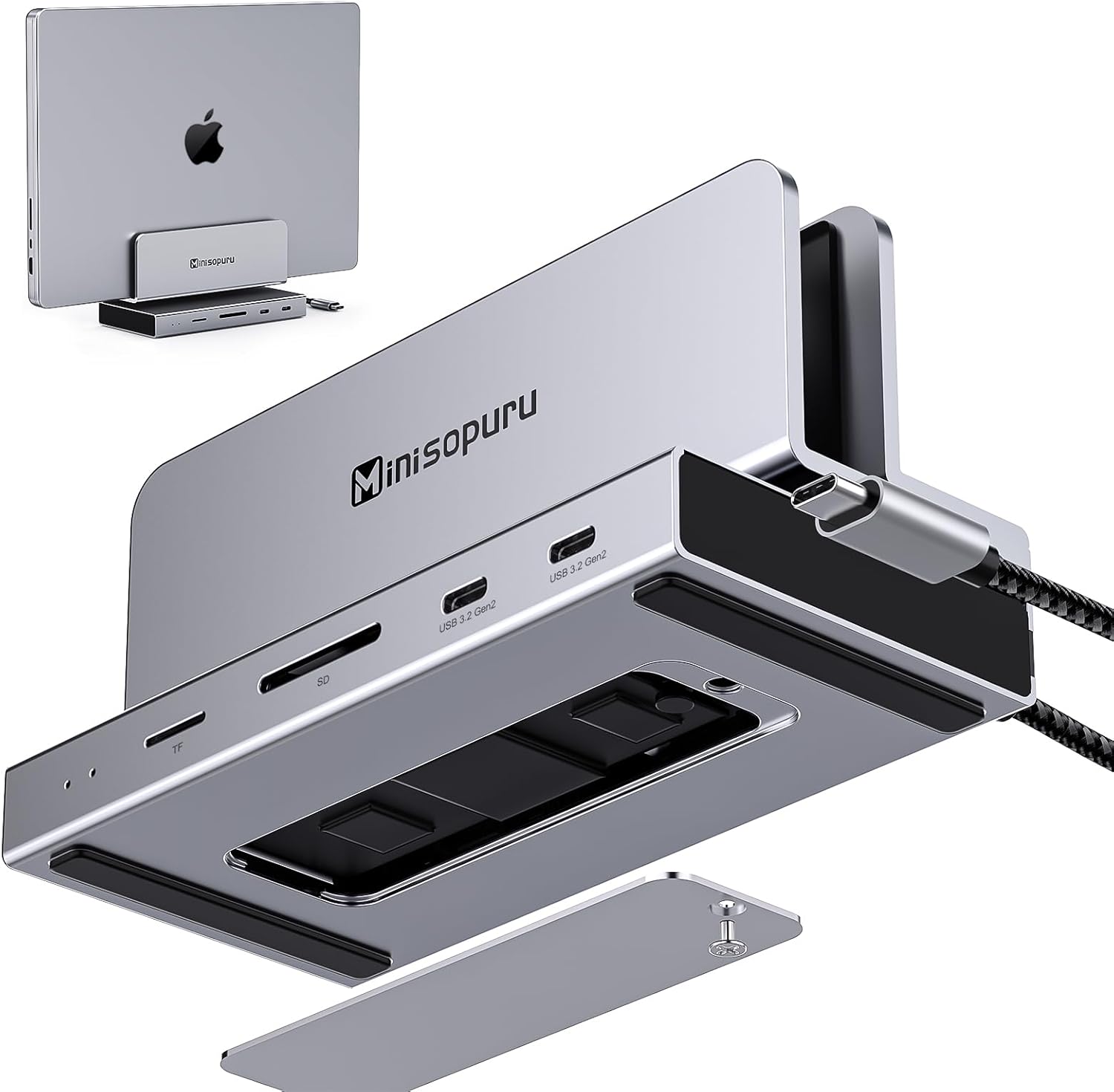 Amazon | Minisopuru ラップトップ ドッキング ステーション、M.2 NVMe SSD サポート (別売り)、MacBook ...