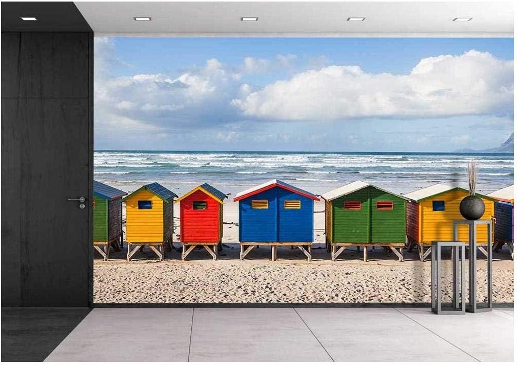wall26 - Row of Brightly Colored Huts in Muizenberg Beach. Muizenberg ...