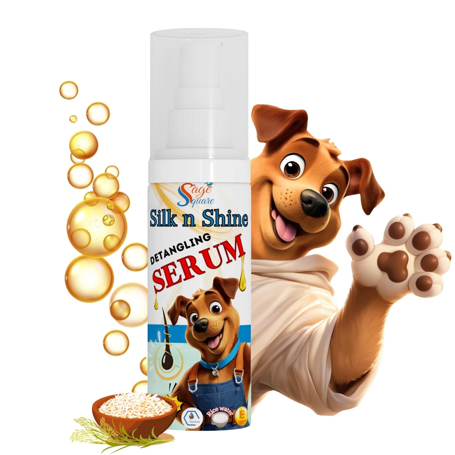 Buy Sage Square Dog Hair Serum Silk N Shine : Water-Based Formula for ...