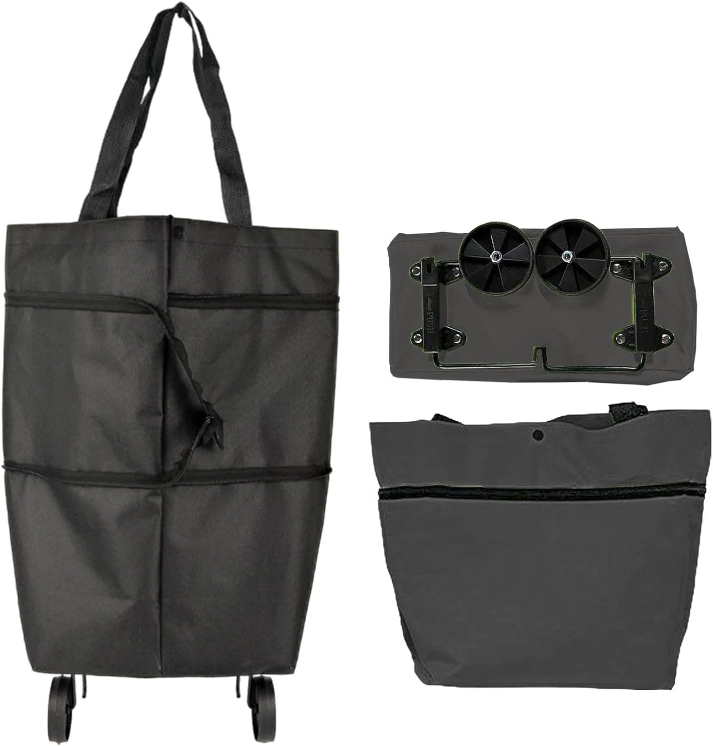 Foldable Shopping Trolley Bag, Large Shopping Trolley Bag 2 In 1 Lightweight Foldable Wheels ...