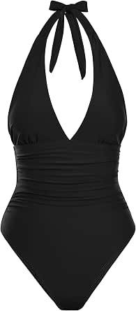 Amazon.com: Narecte Sexy One Piece Bathing Suit for Women Tummy Control ...