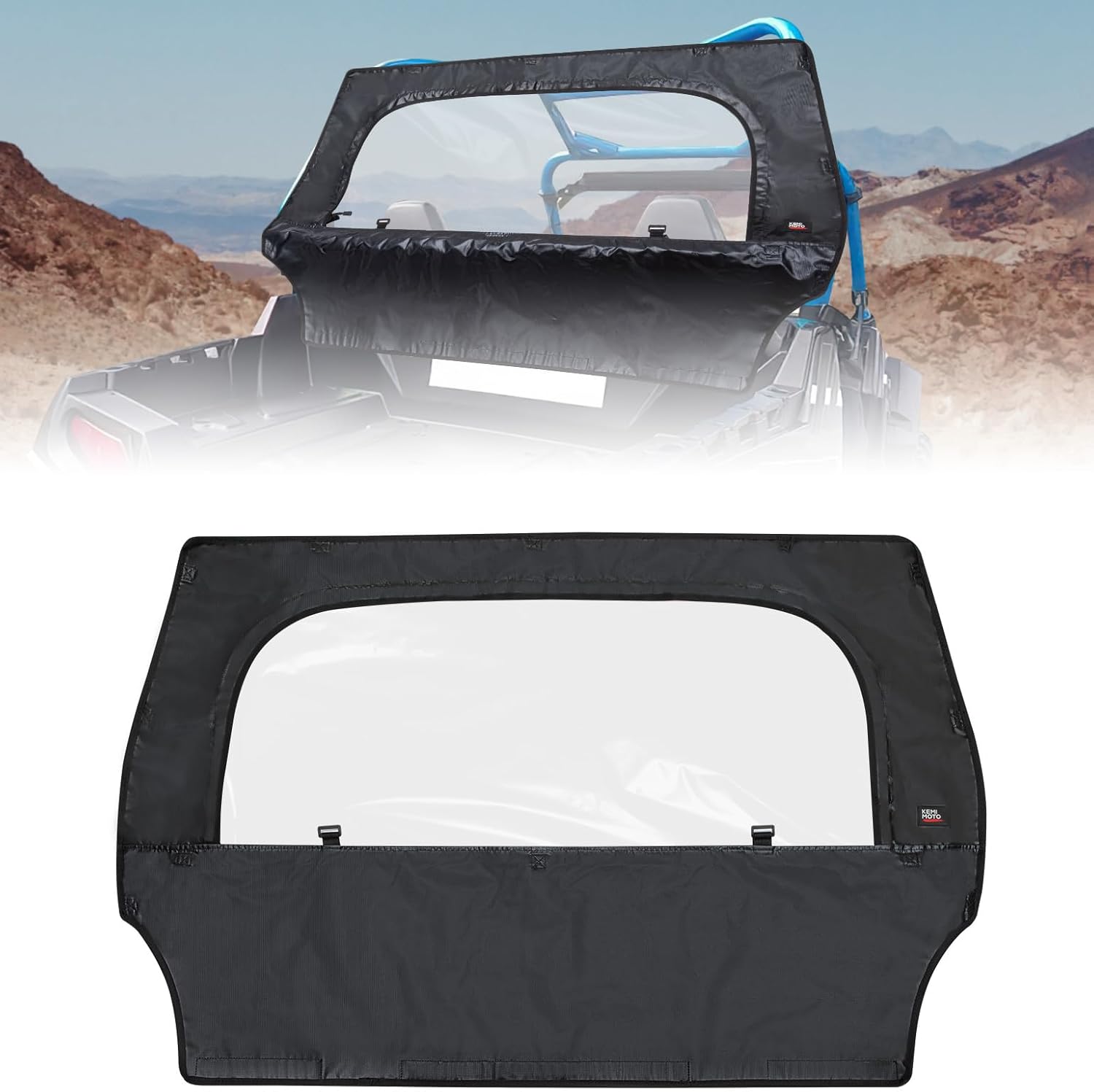 Amazon.com: KEMIMOTO UTV Rear Windshield with Zipper Window - Soft ...