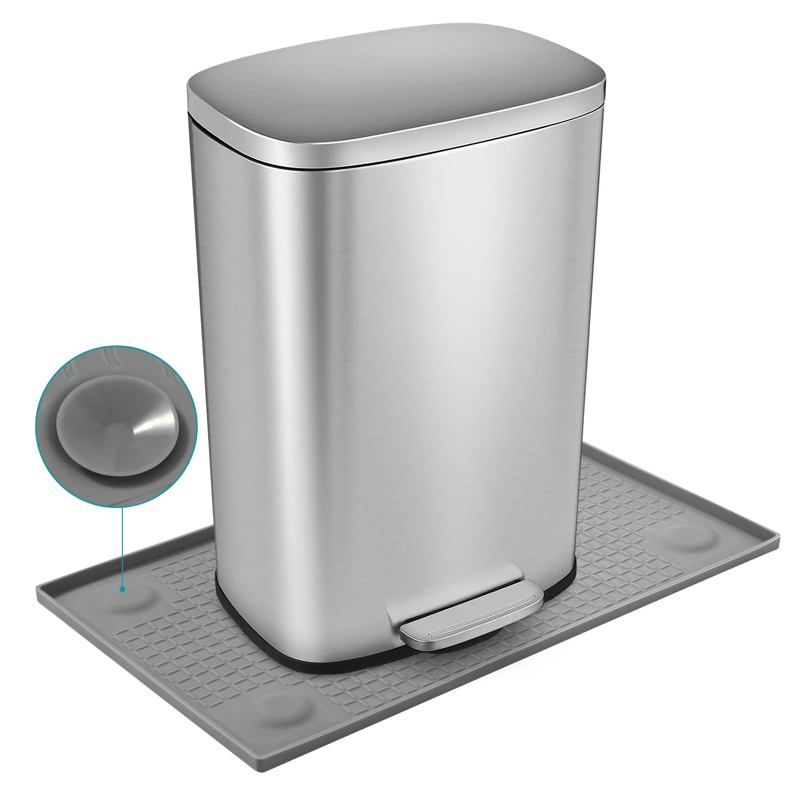 Amazon.com: OBKING Trash Can Mat, Silicone with Dual Non-Slip Texture ...