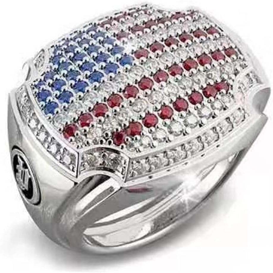 American Flag Ring for Men, Iced Out Cross Flag Ring Men’s Punk Cross ...