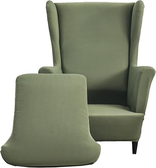 Amazon.com: CRFATOP Polyester Wing Chair Covers 2 Piece Stretch ...