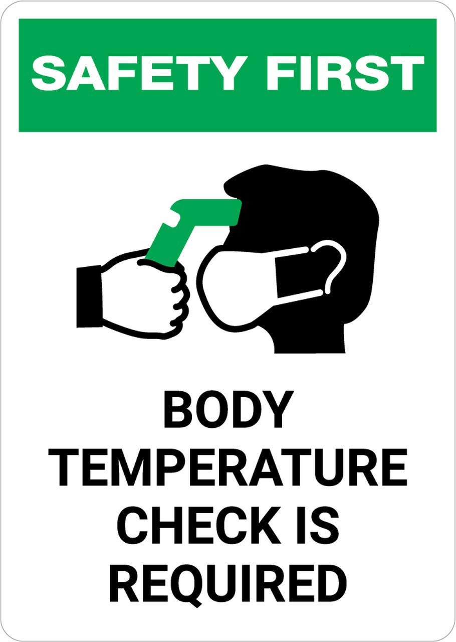 Lakshya Signages Body Temperature Check Information Sign Sticker Covid ...