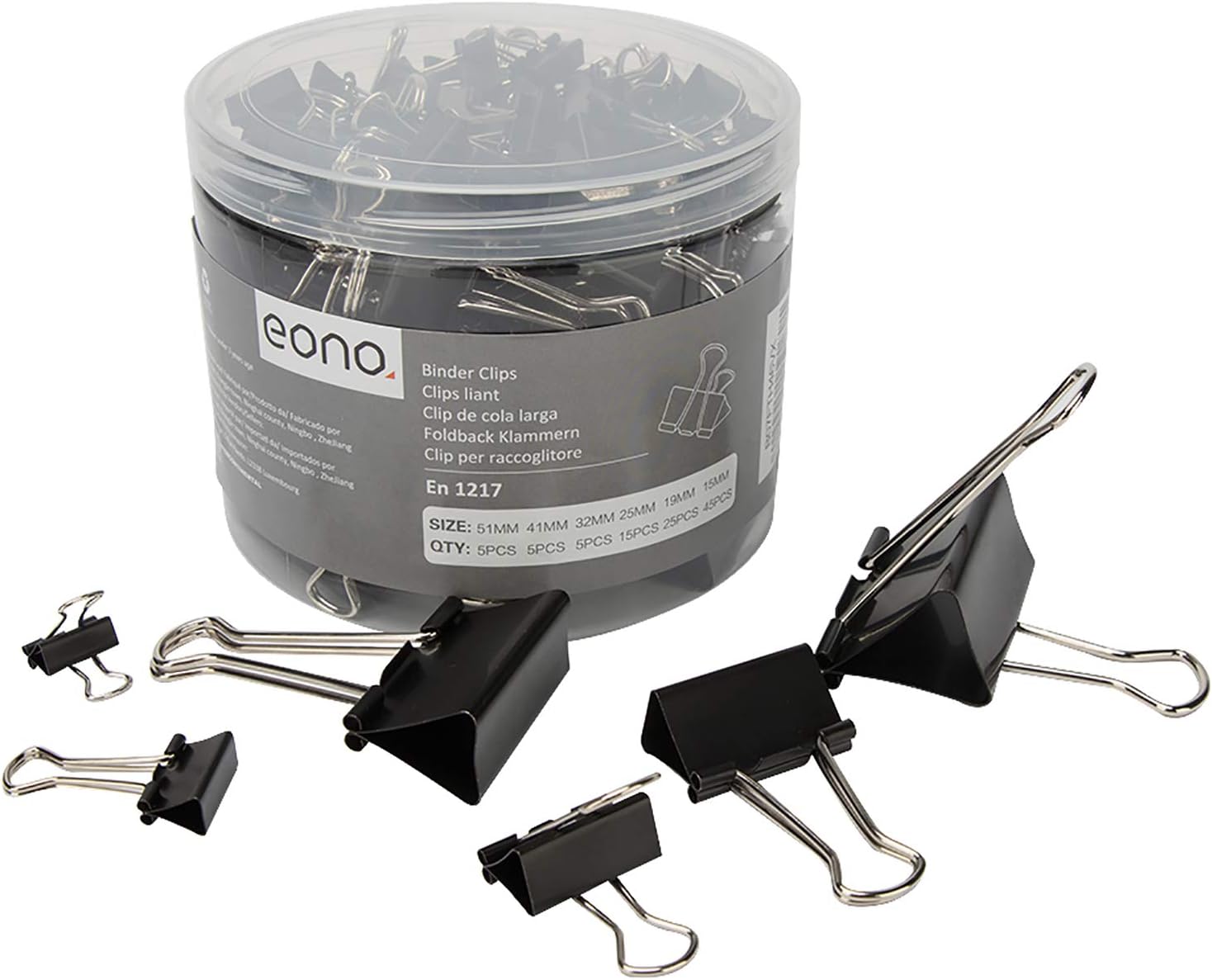 Eono Black Binder Clips, 100pcs Assorted Size Foldback Metal Binder ...