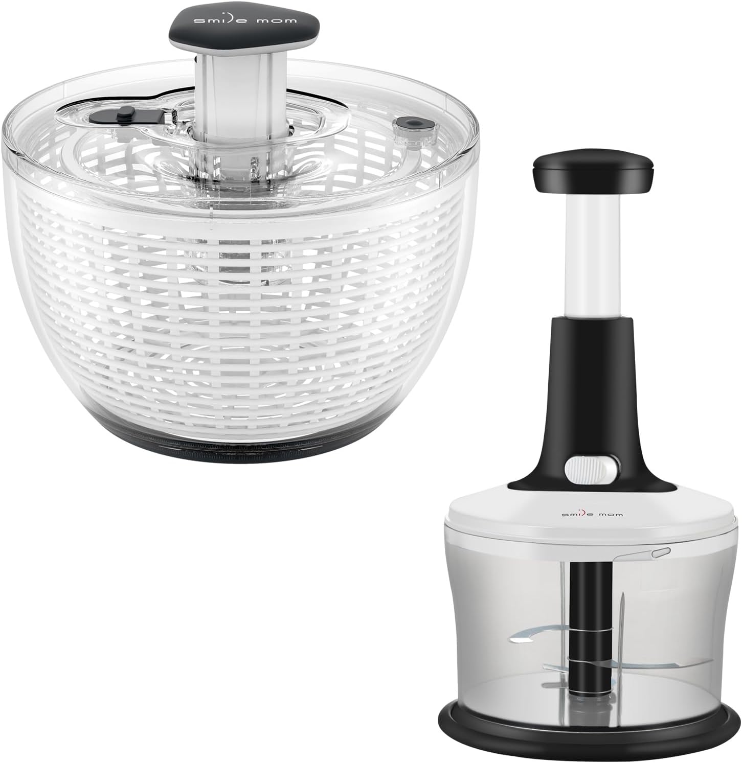 Amazon.com: Smile Mom Salad Spinner 6.3 Qt & Quick Hand Press Food ...