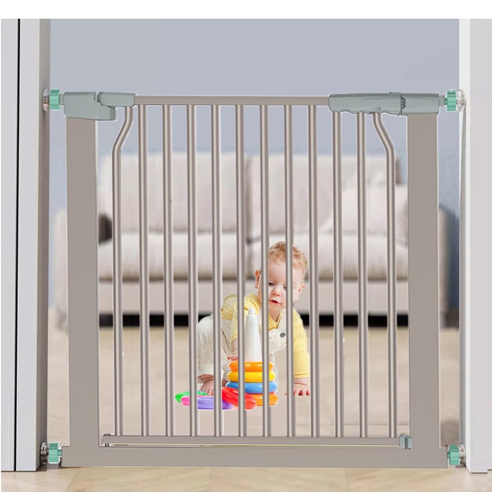 Safety Baby Gate Auto Close, Pressure Mount Metal Baby Gate 30"-40" for ...