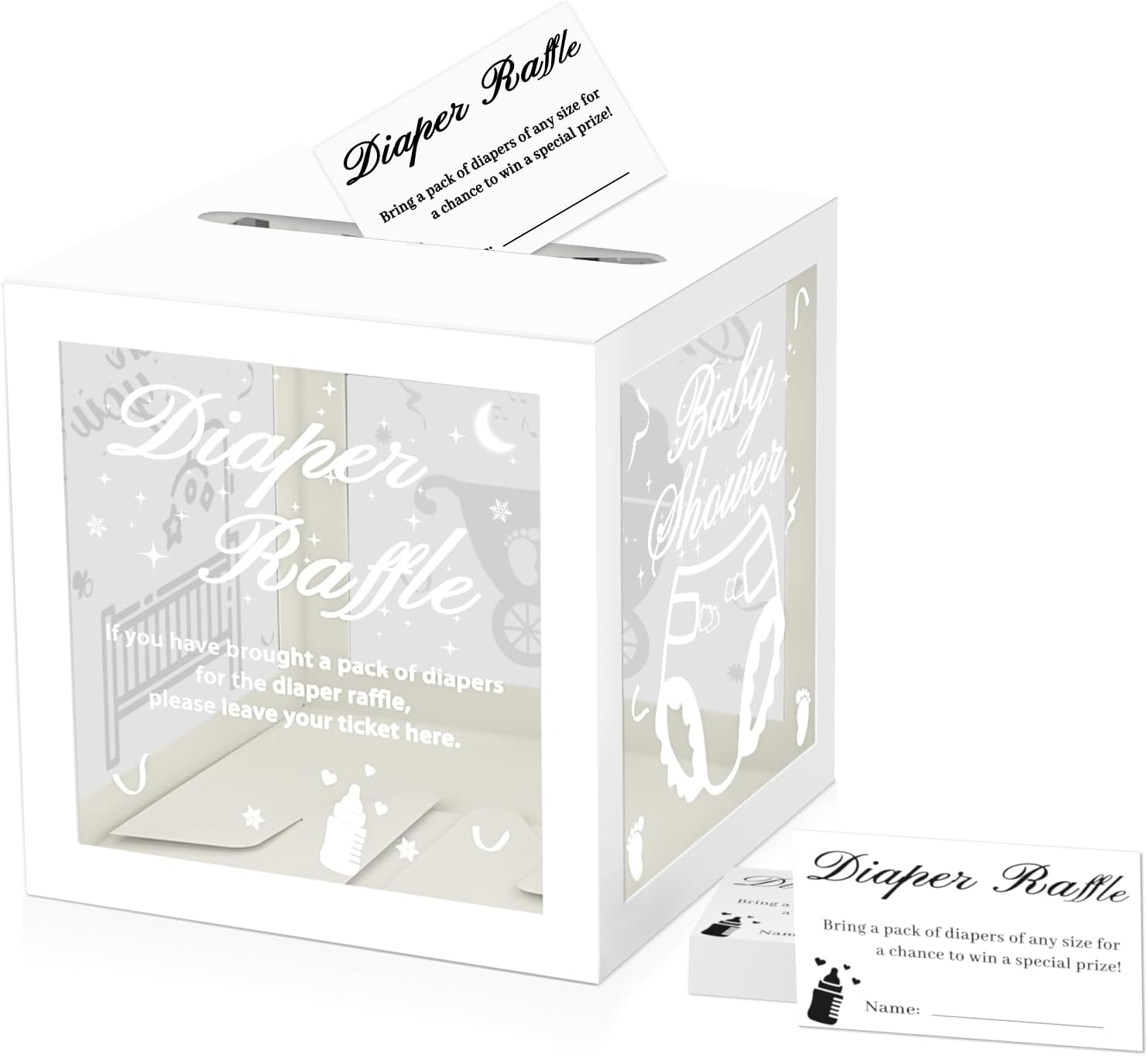 Amazon.com: DZBJIPT Diaper Raffle Box 51 Pieces Diaper Raffle Tickets ...