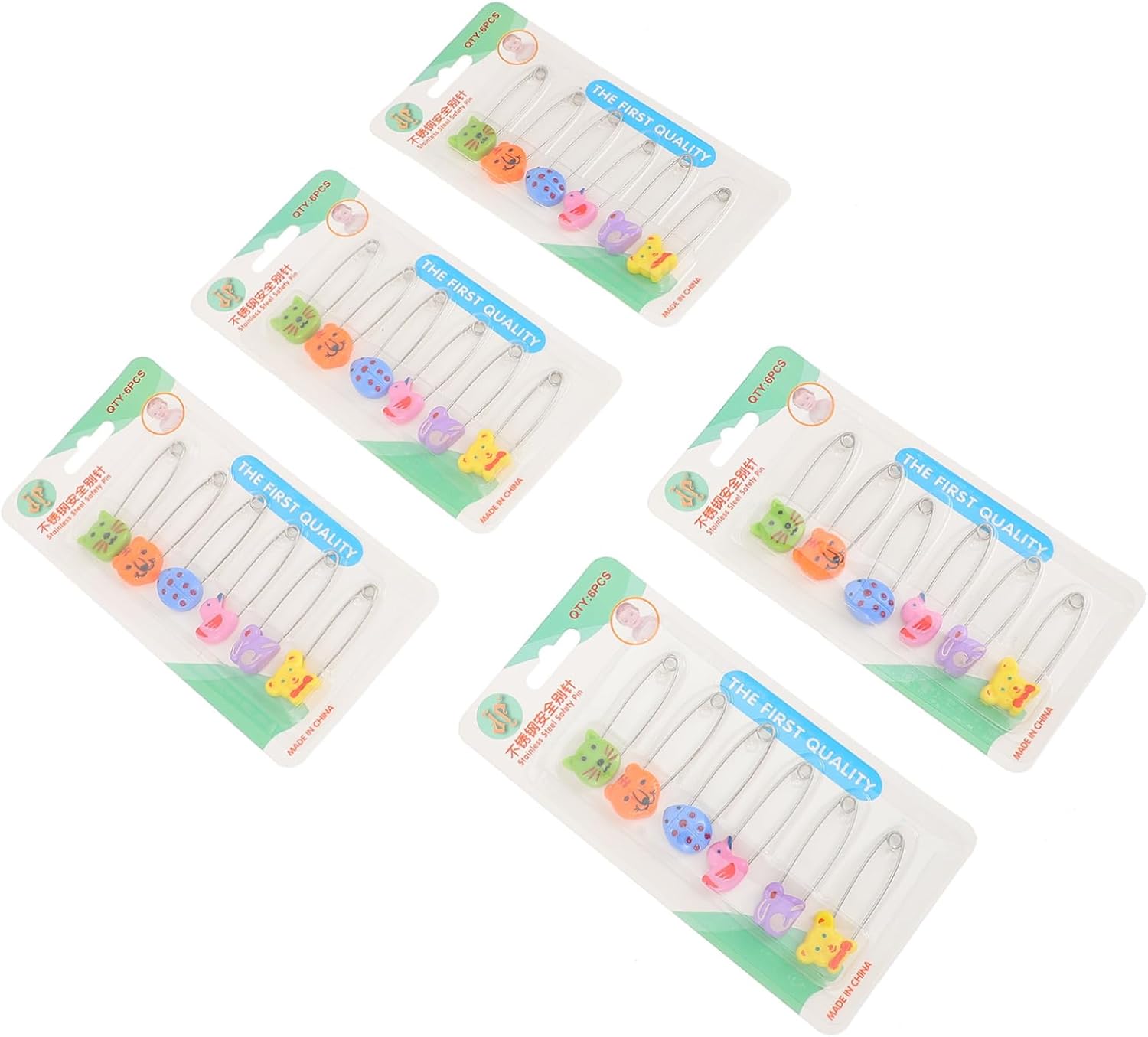 Amazon.com: STOBOK 30pcs Animal Safety Pins Stainless Steel Diaper Pins ...