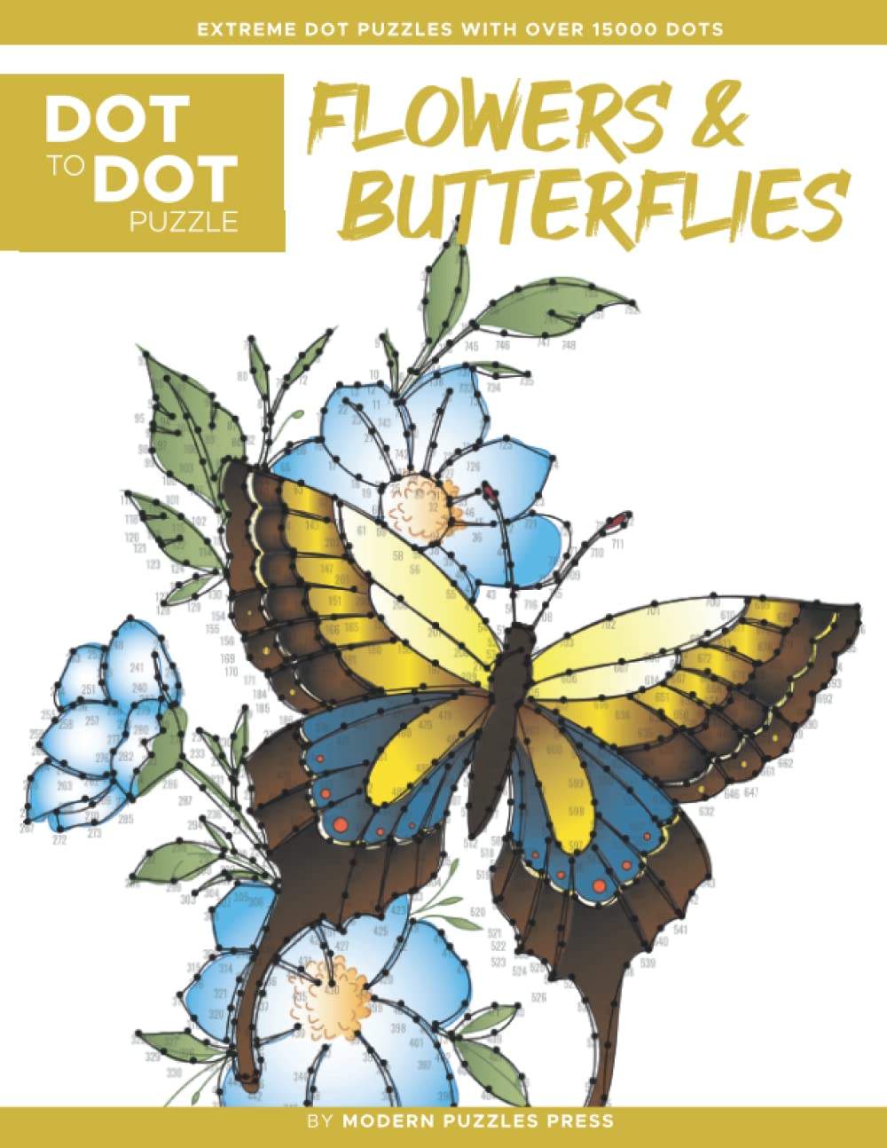 Amazon.com: Flowers & Butterflies - Dot to Dot Puzzle (Extreme Dot ...