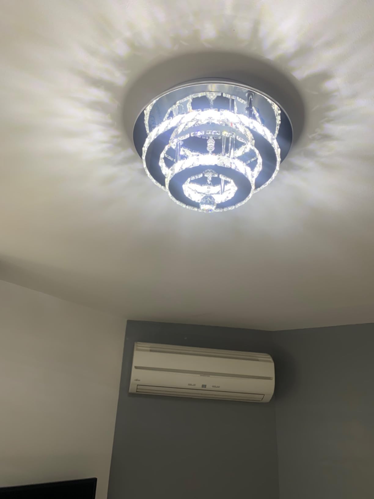 GOECO Crystal Chandeliers, 36W Modern LED Crystal Ceiling Light ...