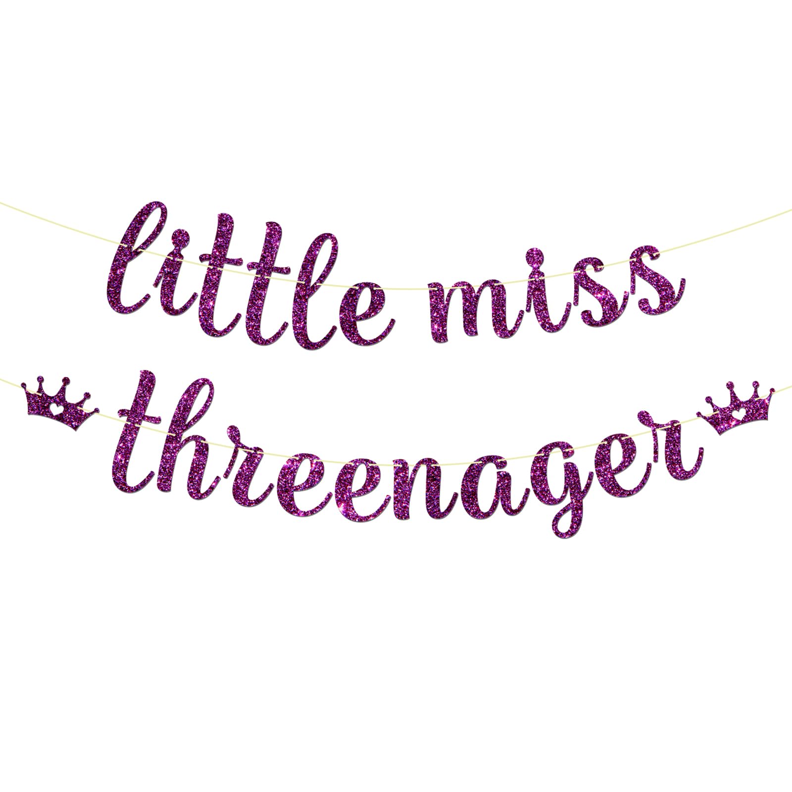 Amazon.com: Maicaiffe Little Miss Threenager Banner - Girl's 3rd ...