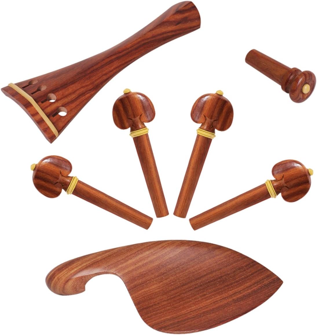 Amazon.com: SECFOU Violin Accessory Set Jujube Chinrest Tailpiece ...