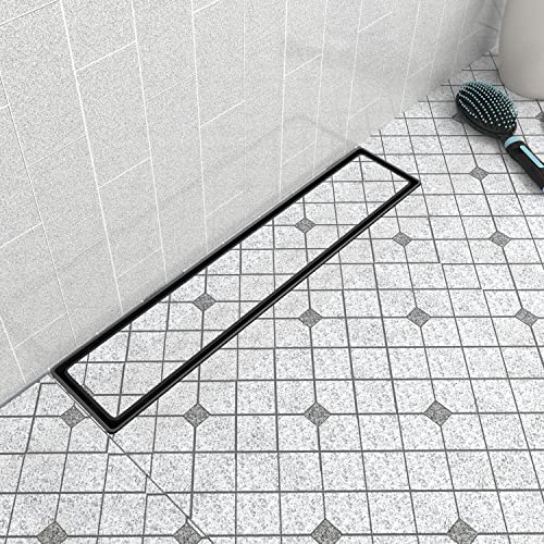 Snapklik.com : EXF Offset Linear Shower Drain 18 Inch Matte Black