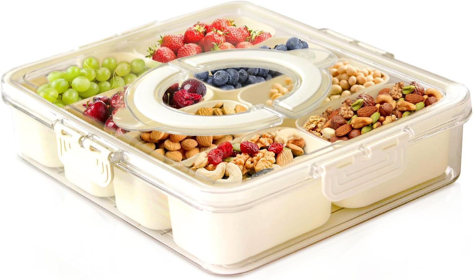 Amazon.com | Divided Serving Tray with Lid and Handle - Snacklebox 3 ...
