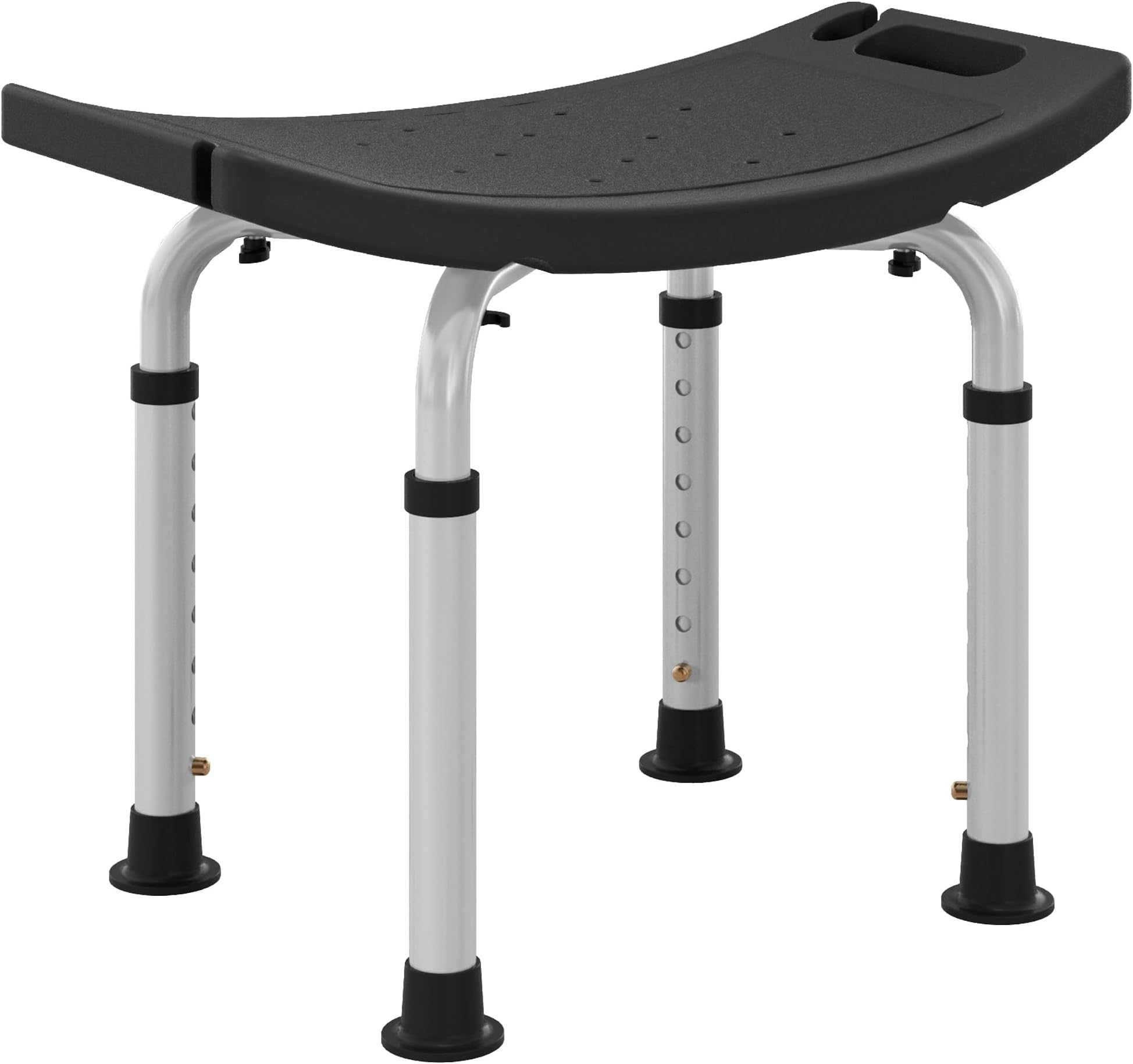 HOMCOM Height Adjustable Shower Stool, Aluminium Shower Chair, Non-Slip ...