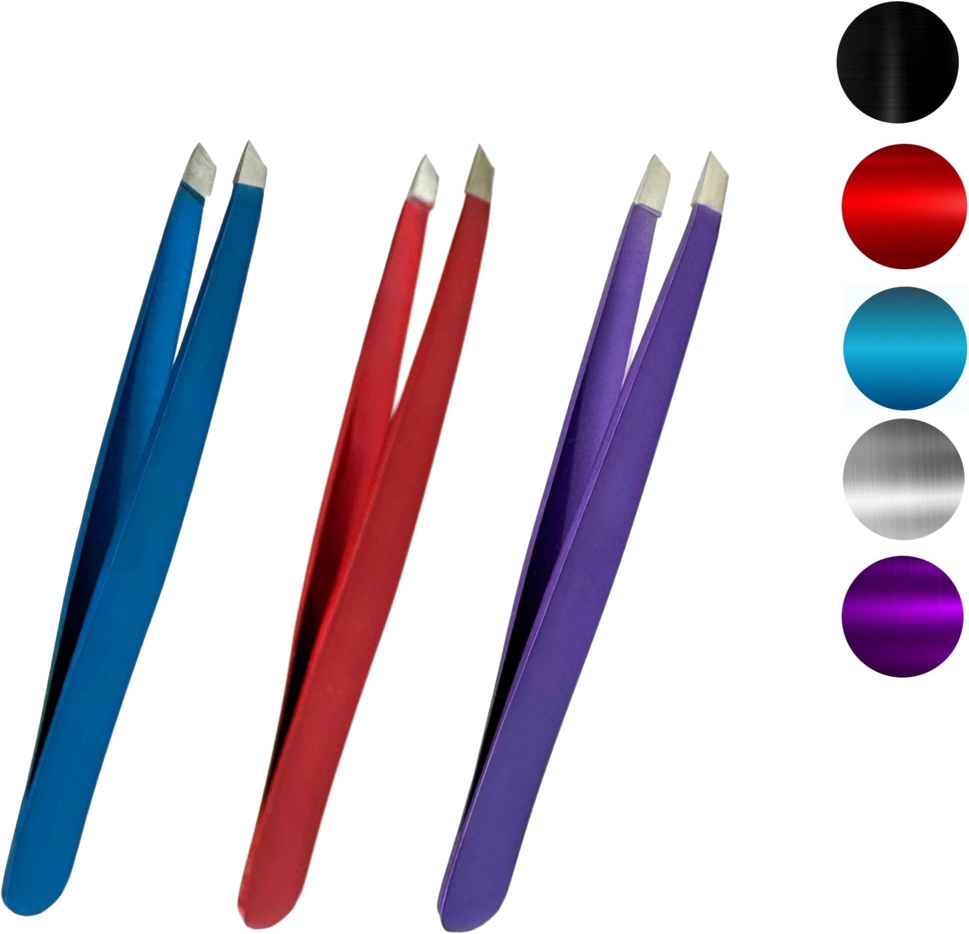 Amazon.com : 3 PCS Stainless Steel Slant Tweezers for Eyebrows ...