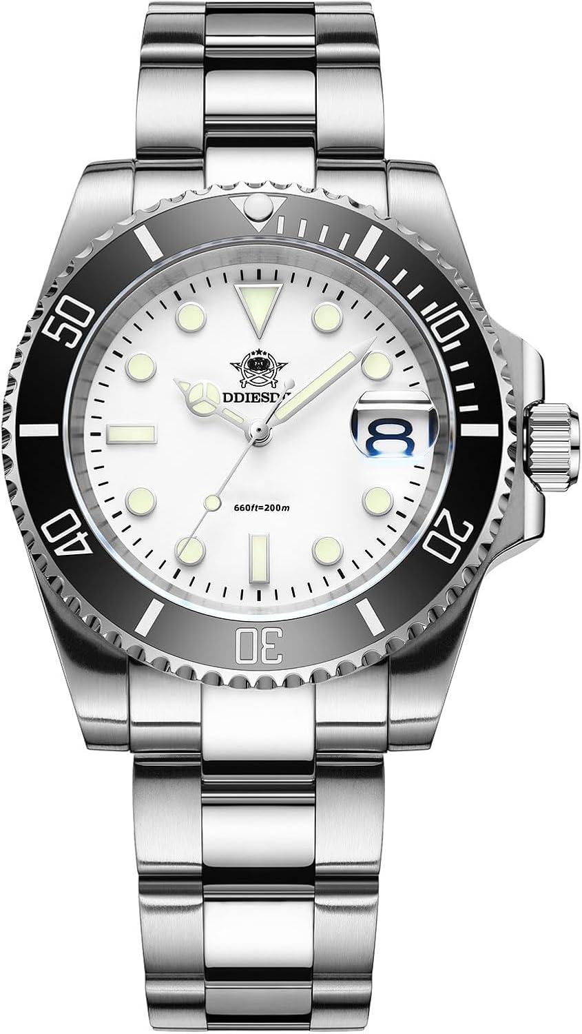 ADDIESDIVE Quartz Dive Watch for Men Diver 200 M Steel Strap Luminous ...