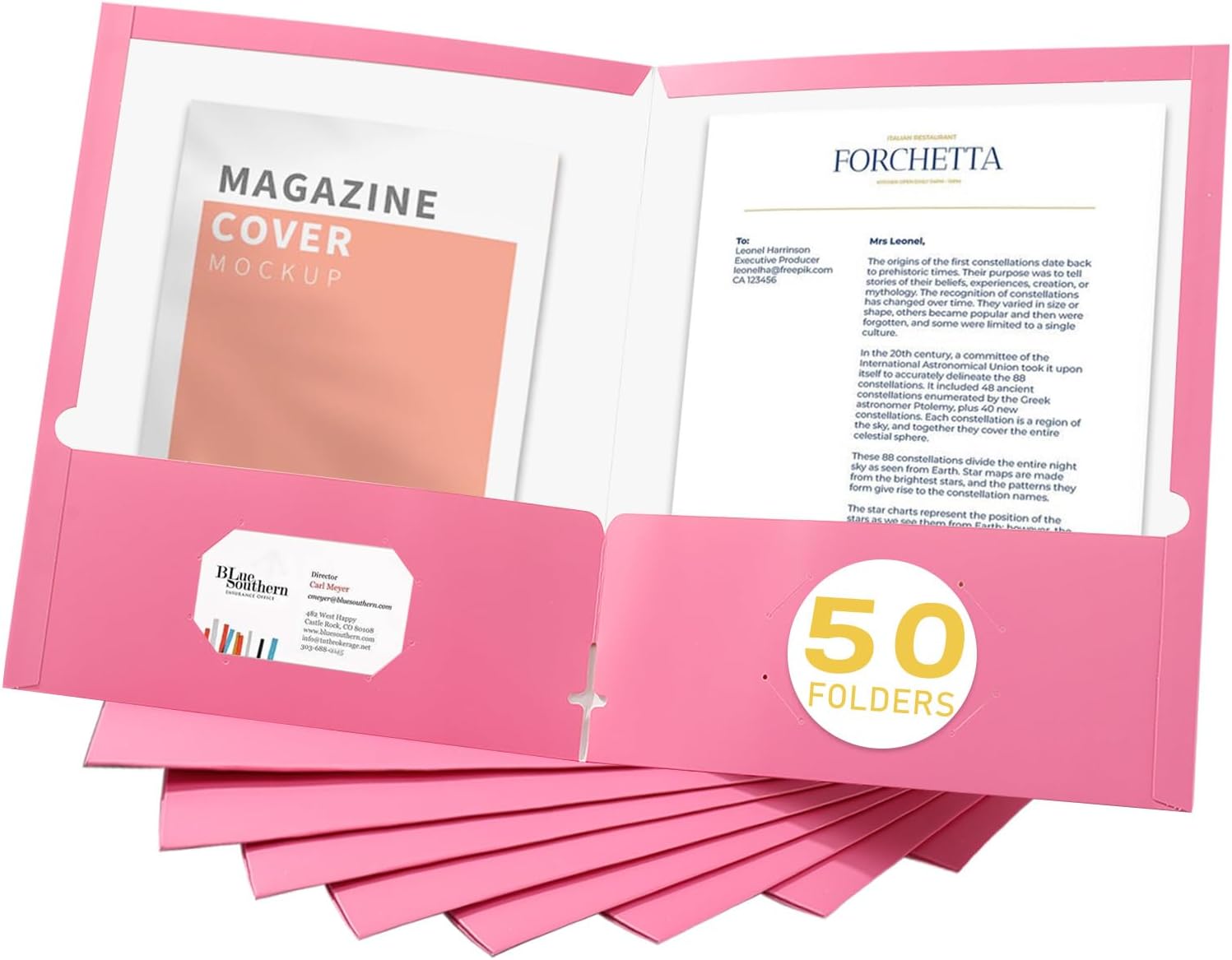 Amazon.com : CHH File Folders, 25 Pack Folders with Pockets, 2 Pocket ...