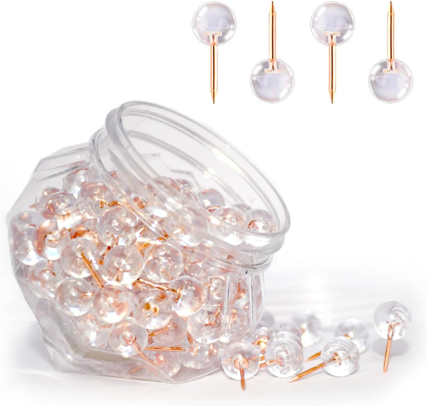 Amazon.com: 150-Count Push Pins 1/3 Inch Rose Gold Map Tacks Large Size ...