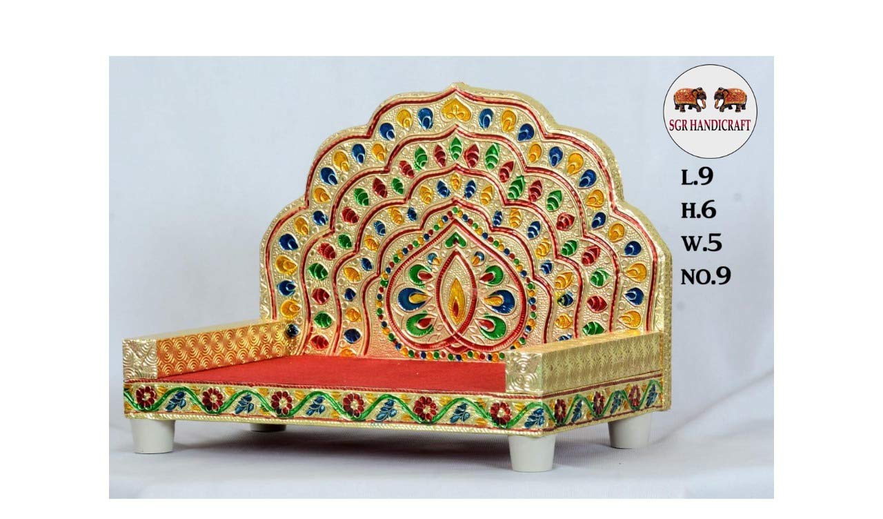 Buy Handicrafts SRS Meenakari singhasan wooden for god,singhasan for ...